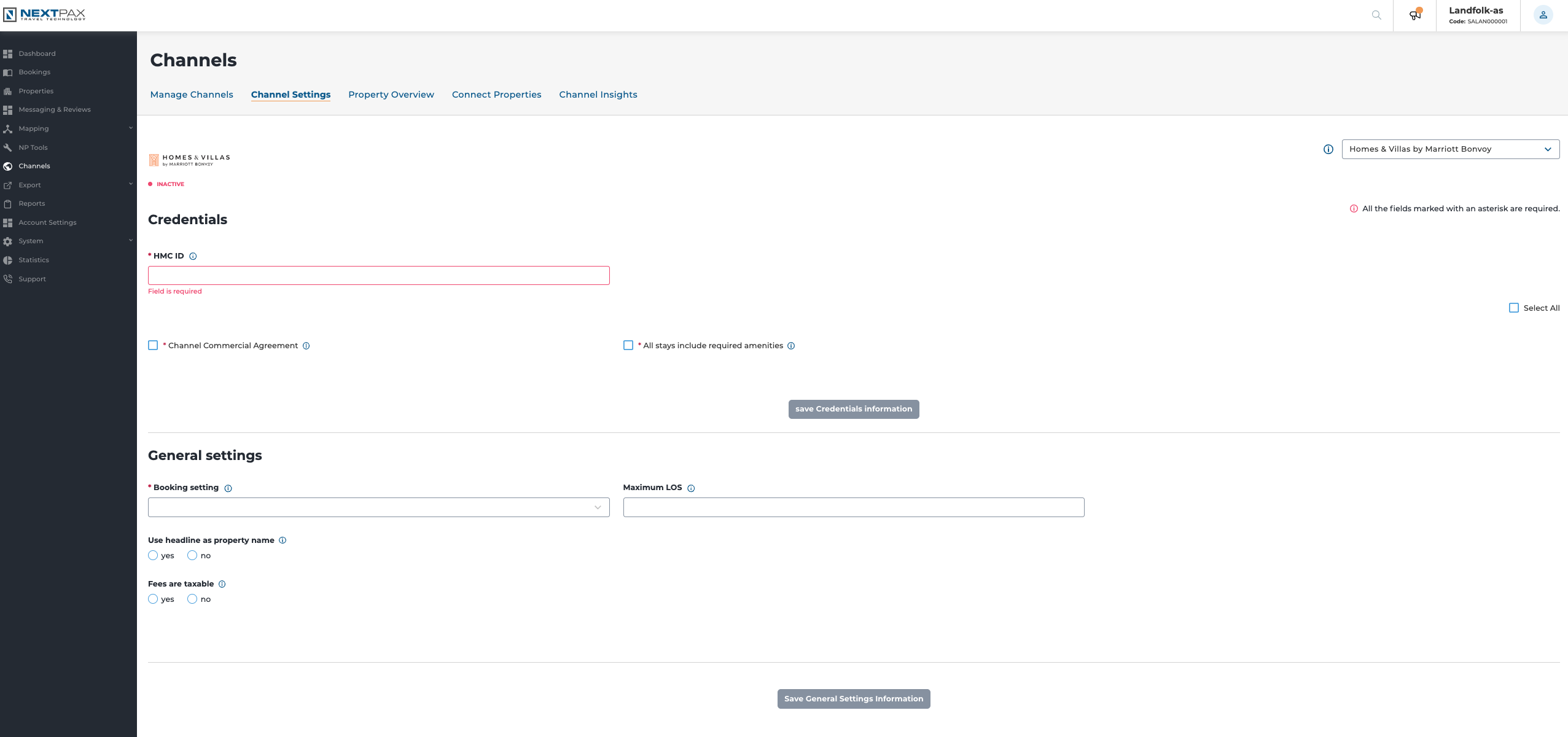 Channel Settings - Homes & Villas by Marriott Bonvoy